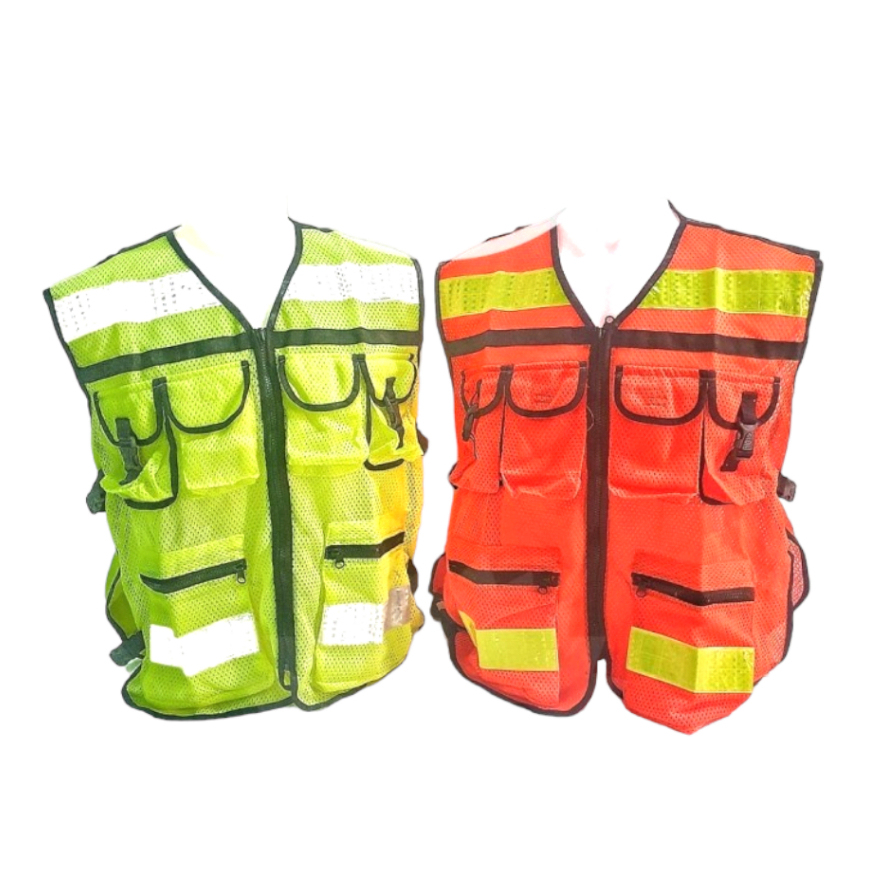 Jual Rompi proyek safety kantong 6 / rompi proyek jaring 6 kantong ...