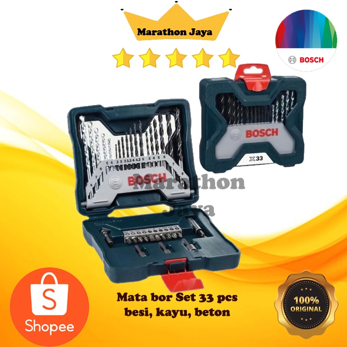 Jual BOSCH mata bor set x line 33 set kayu besi beton komplit | Shopee ...