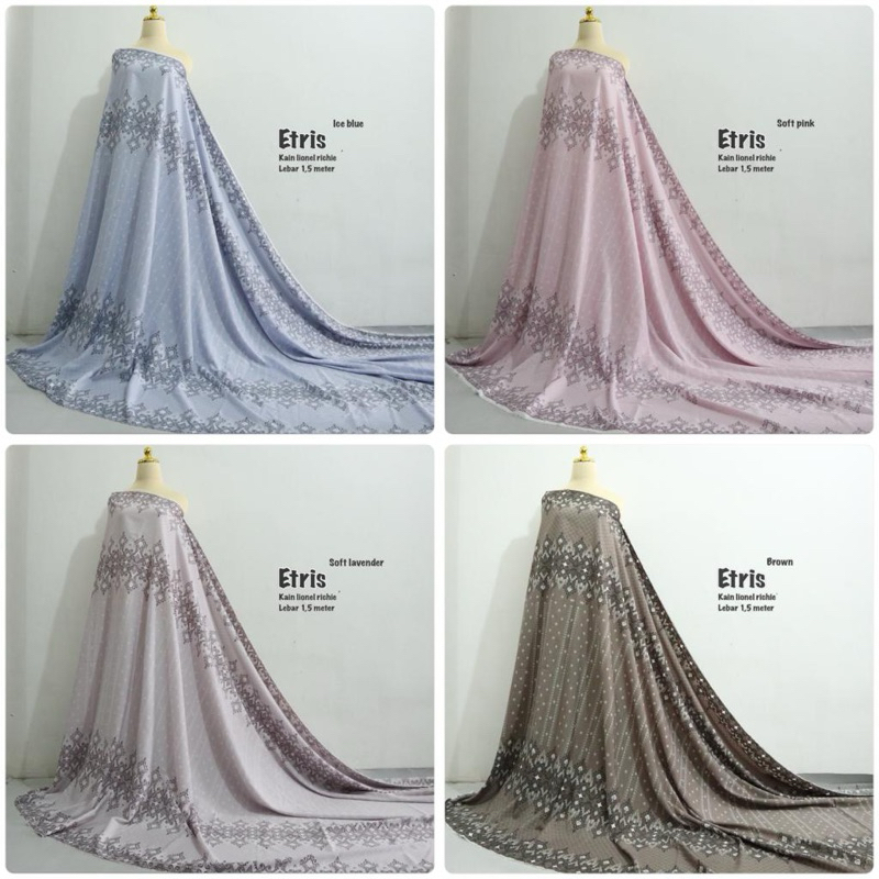 Jual Bahan kain lionel richie motif etris | warna ice blue lionel richi ...