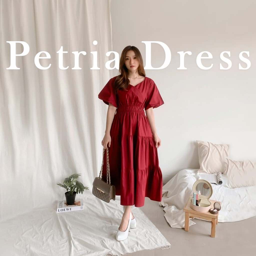 Jual Petria Midi Dress Korean Style Jumbo Size Dress Wanita Big Size ...