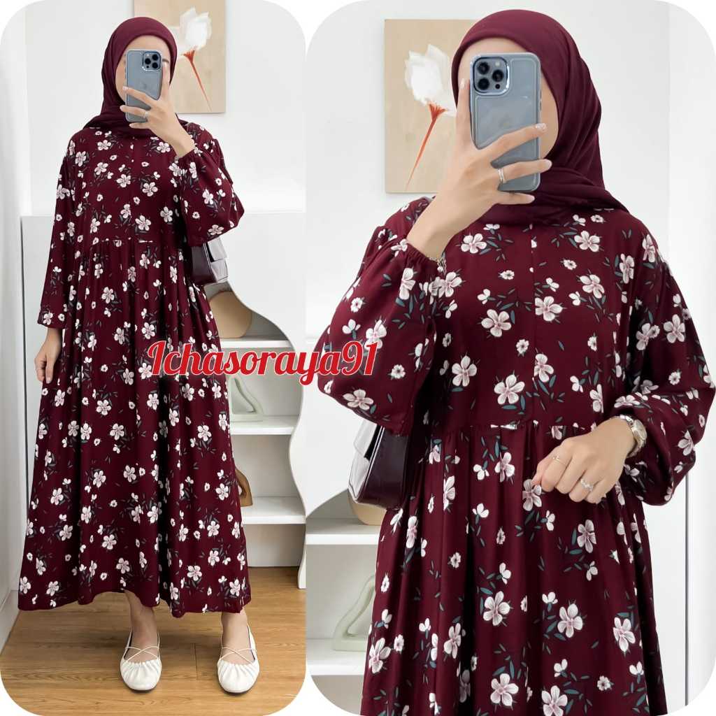 Jual MIDI DRESS KEKINIAN BAHAN RAYON VISCOSE | Shopee Indonesia
