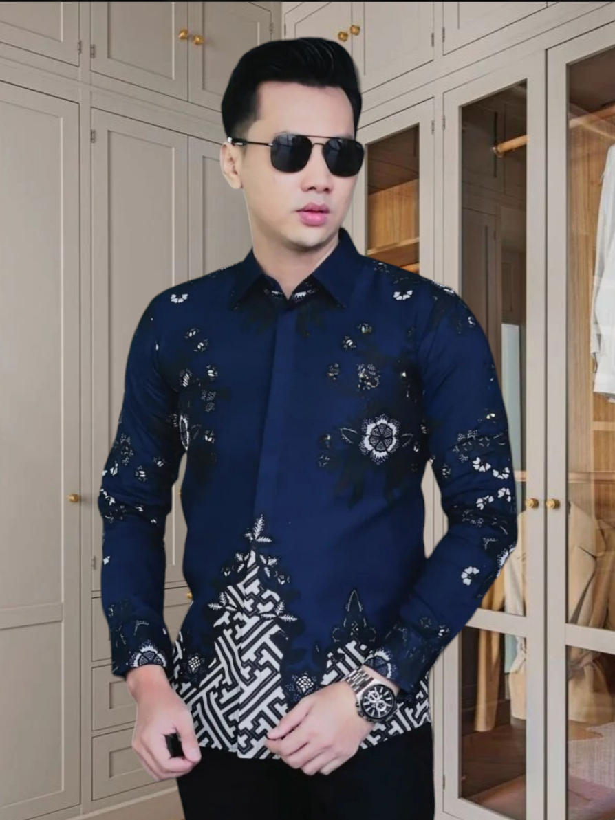 Jual Kemeja Pria Terbaru Slimfit Wirayuda Warna Navy Terbaru elegan ...