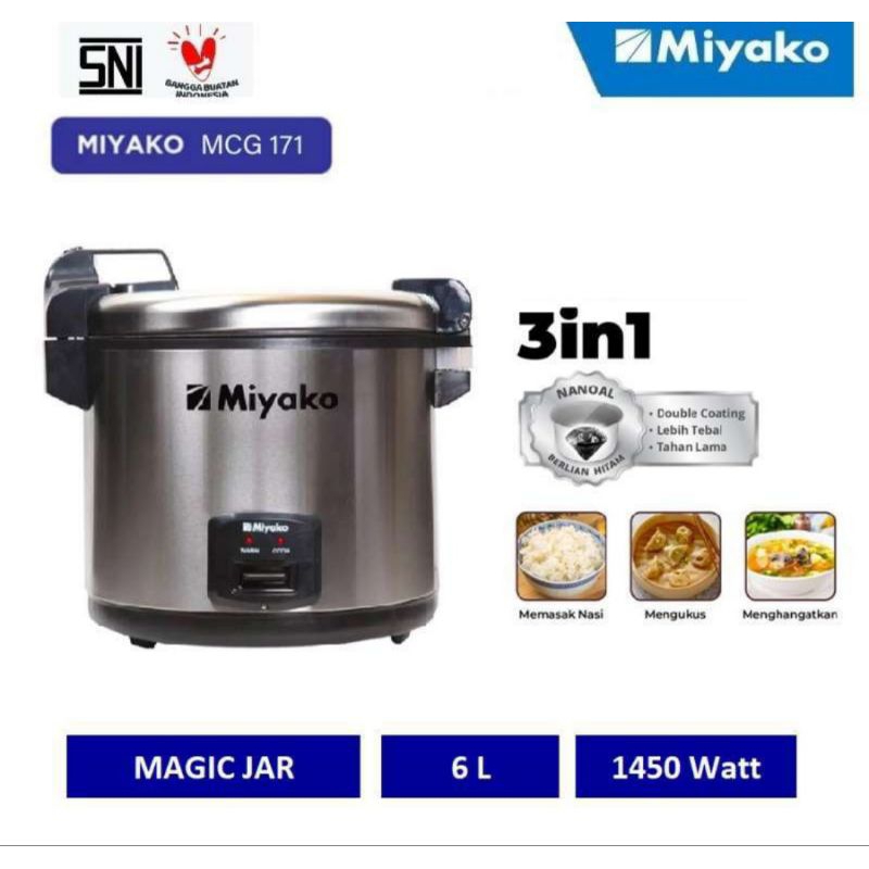 Jual Rice Cooker Penanak Nasi 6 Liter Jumbo Miyako MCG171 Mejikom Besar ...
