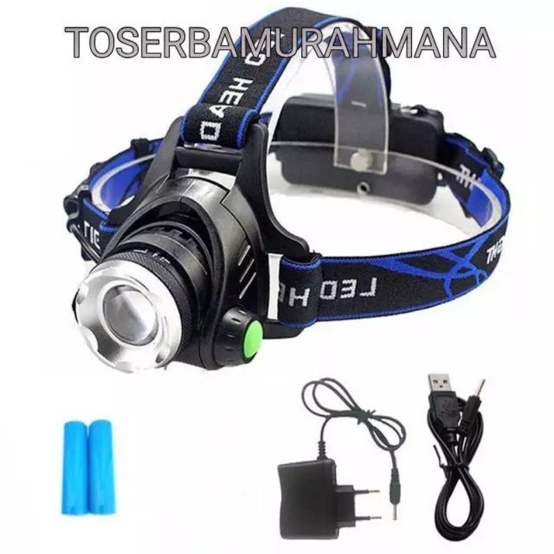 Jual PAKET SENTER KEPALA HEADLAMP LED CREE XML T6 ZOOMABLE 2 CHARGER | Shopee Indonesia