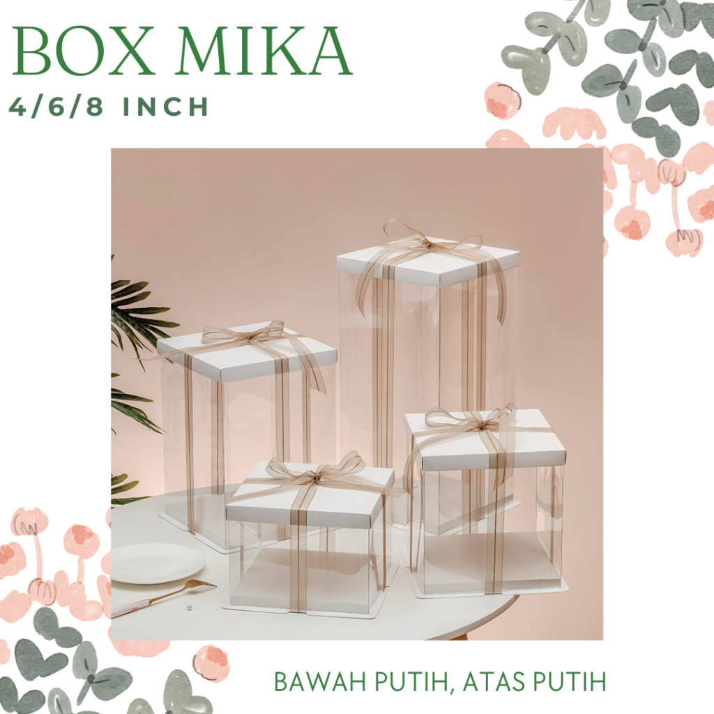 Jual Box Mika Kue / Box mika transparan / Box Hantaran Alas Putih Tutup ...