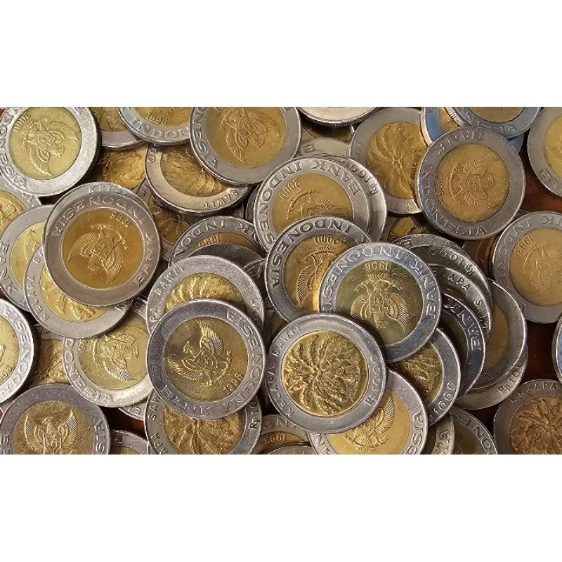 Jual 10 keping koin kuno rp. 1000 kelapa sawit tahun 1996 dan 2000 used ...