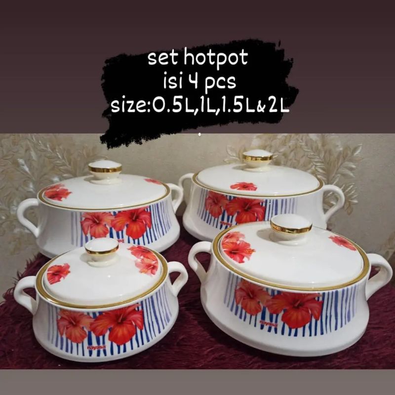 Jual hot pot | tempat hidangan makanan | set isi 3 & 4 hot pot | Shopee ...