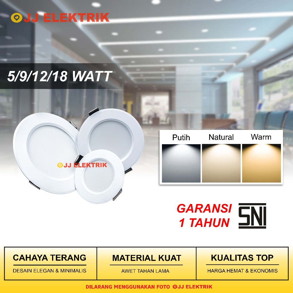 Jual Downlight LED Tanam 5W 9W 12W 18W 24W Lampu Plafon LED Terang Garansi 1 Tahun | Shopee ...