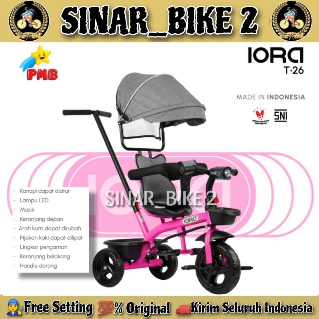 Jual Sepeda Roda 3 Tiga PMB IORA T 26 / T26 Stir Musik Lampu Tricycle ...