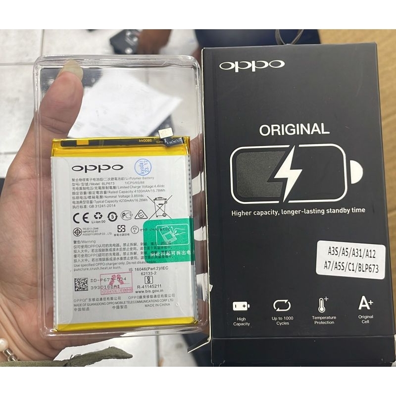 Jual BATERAI BATTERY OPPO A3s / A5s / A7 / A5 / A12 / C1 Blp673 ORI 100 ...