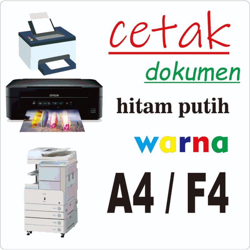 Jual jasa cetak dokumen hitam putih warna A4 F4 | Shopee Indonesia