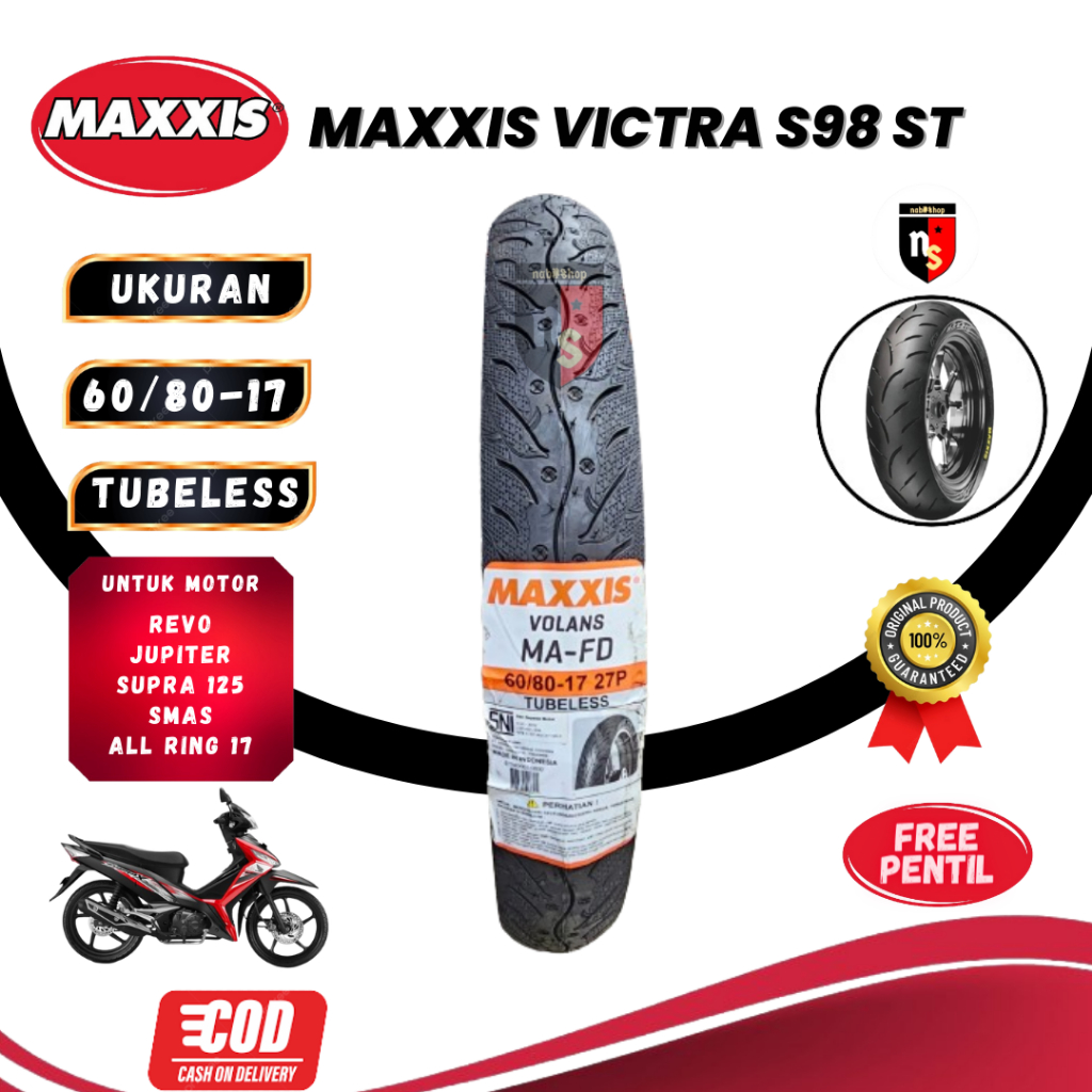 Jual Ban Motor Maxxis Victra 60/80-17 Ring 17 Tubeless Gratis Pentil ...