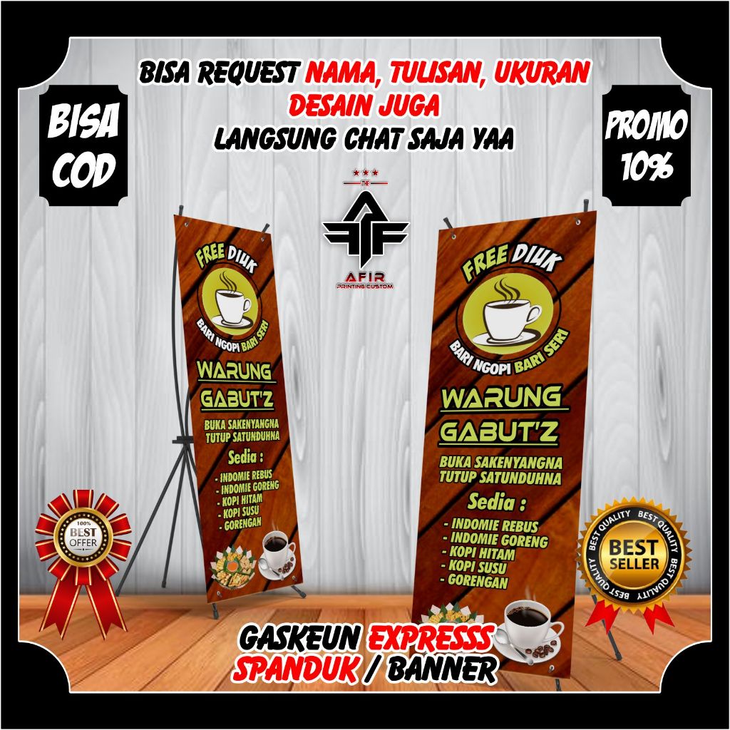 Jual Spanduk Berdiri Warkop Warung Kopi Gabut Design Unik Suka suka ...