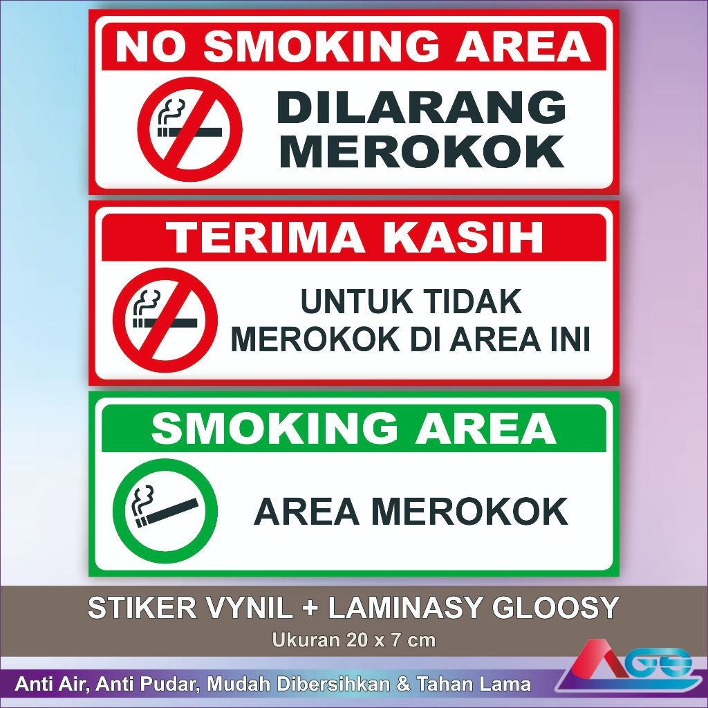 Jual Stiker Dilarang Merokok No Smoking Area Ukuran Besar Vynil Anti ...
