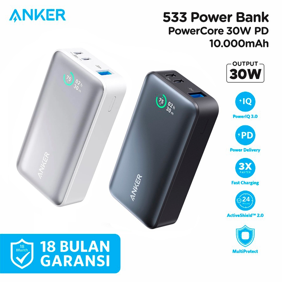 Jual Anker 533 Powerbank 10.000mAh PowerCore 30W PD PPS Super Fast Charging - A1256 | Shopee ...