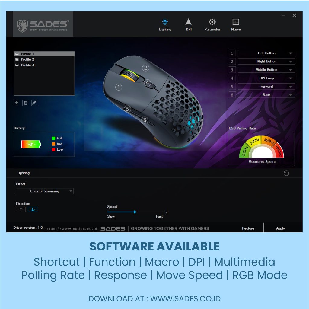 Jual Mouse Gaming Wireless Modular Dual Mode Sades Raiden S33 | Shopee Indonesia