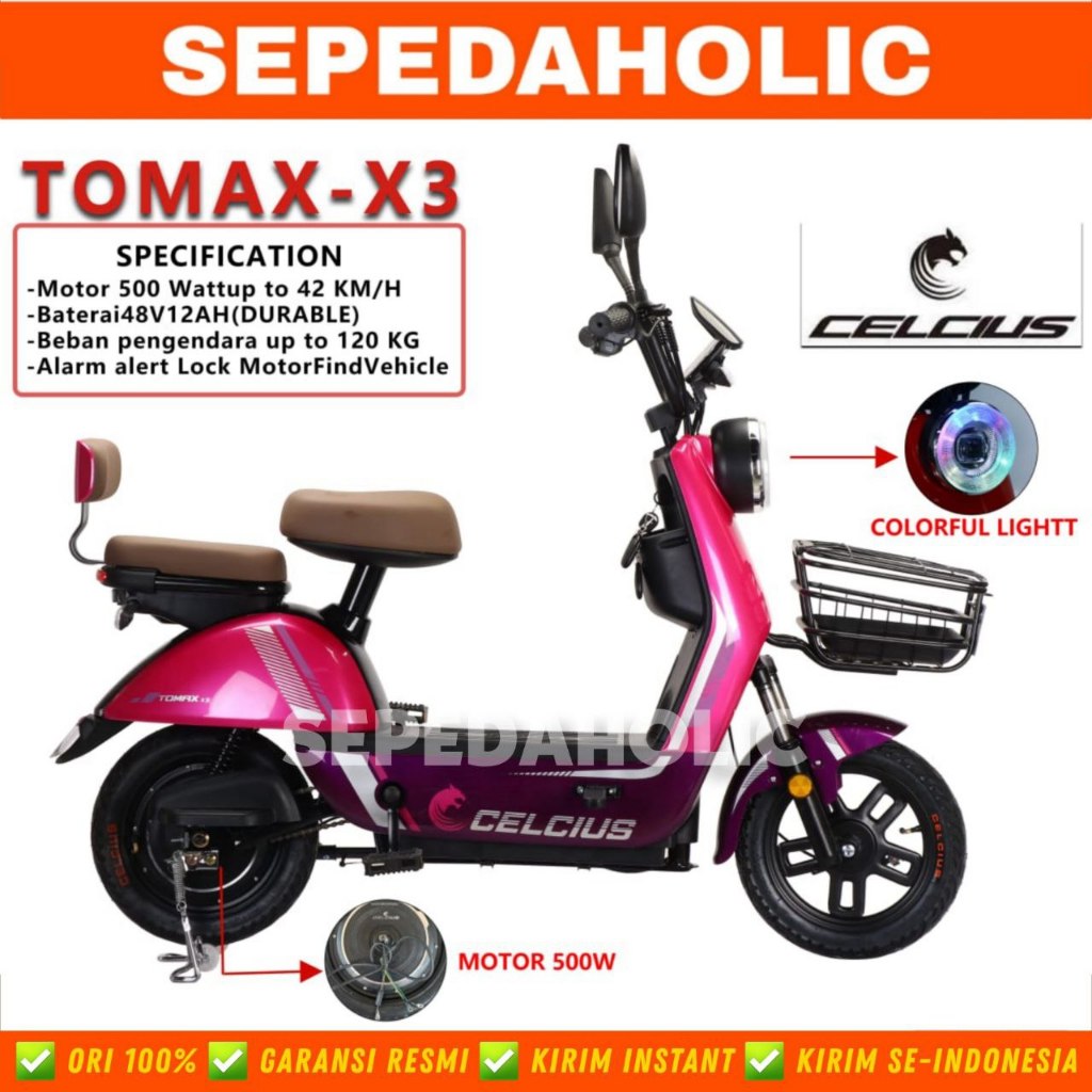 Jual Sepeda Listrik CELCIUS TOMAX X3 500 Watt 12 AH Electric E Bike ...