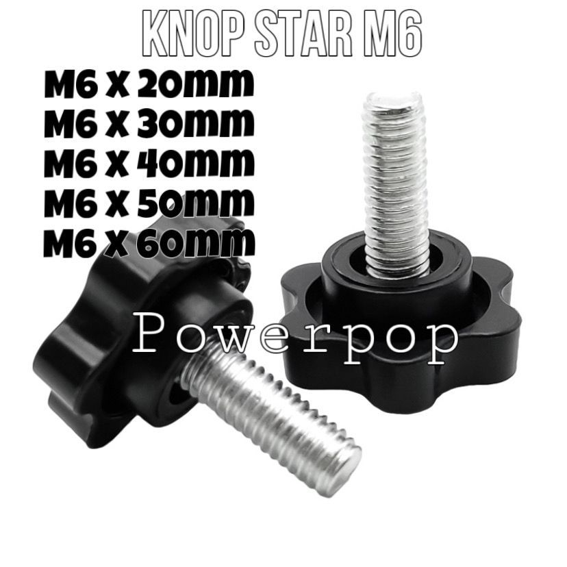 Jual M6 BAUT KNOP STAR / KNOB BINTANG M6 TEBAL / KNOP BAUT M6 PEGANGAN ...