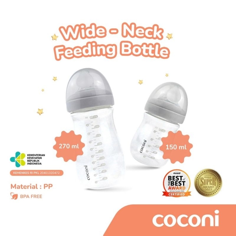 Jual COCONI Wide-Neck Feeding Baby Bottle 150ml/270ml | Botol Susu Bayi Anti-Colic | Shopee ...
