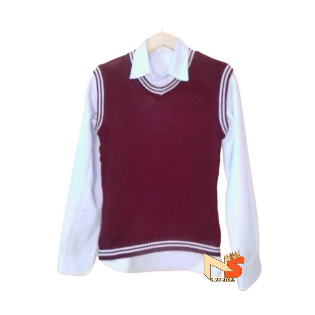Jual promo sweater Rompi sweter top vest rajut warna merah maroon ...