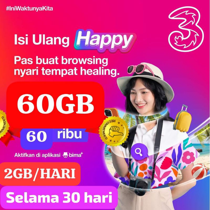 Jual KUOTA TRI 60 GB MURAH | Shopee Indonesia