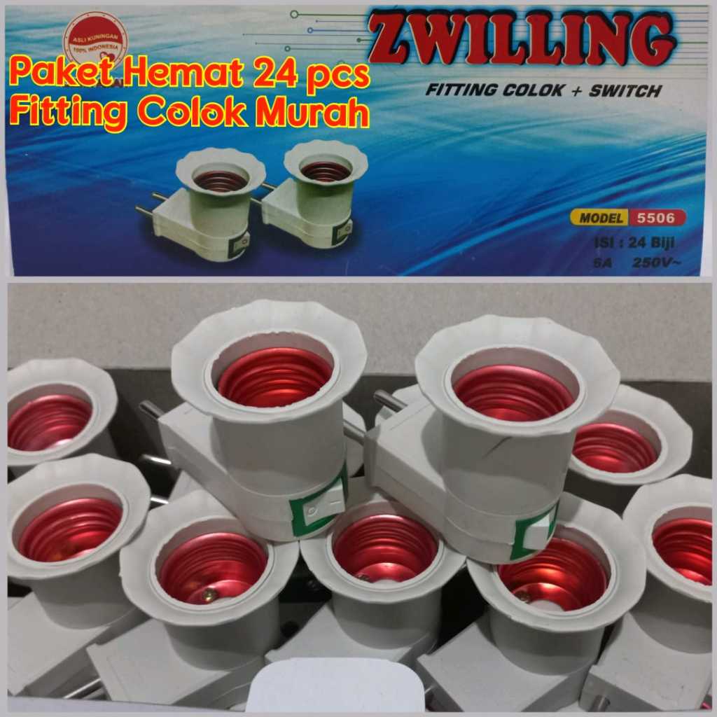 Jual Paket Hemat 24pcs Fitting Colok + Saklar Fiting Colok Switch ...