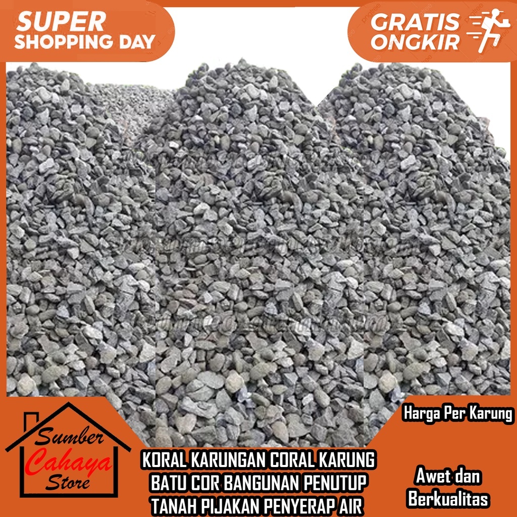 Jual [Kargo] Kerikil Krikil Coral 1 Satu Karung Koral Karungan Batu Cor Bahan Bangunan Penutup ...
