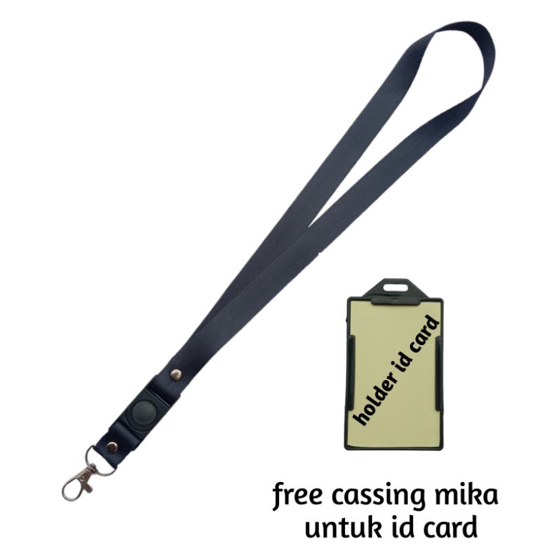 Jual Lanyard Hitam Polos 2Cm Free karet O Ring Dan Gantungan HP ...