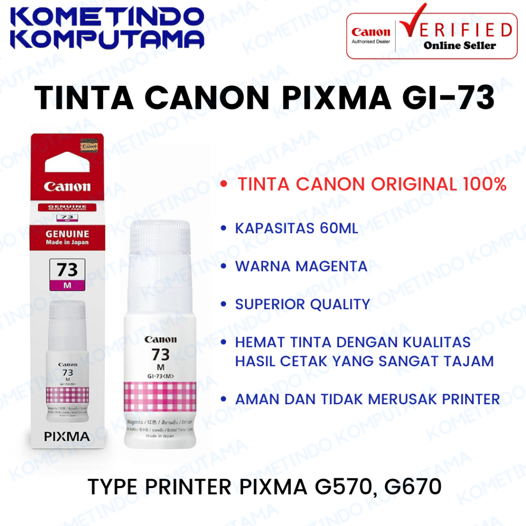 Jual Box GI-73 MAGENTA 60ml Tinta Botol Canon Pixma Original GI73 MERAH 100% ORIGINAL / G570 ...