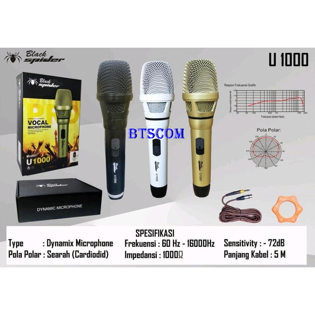 Jual Mic kabel blackspider u1000 microphone cable handheld u 1000 ...