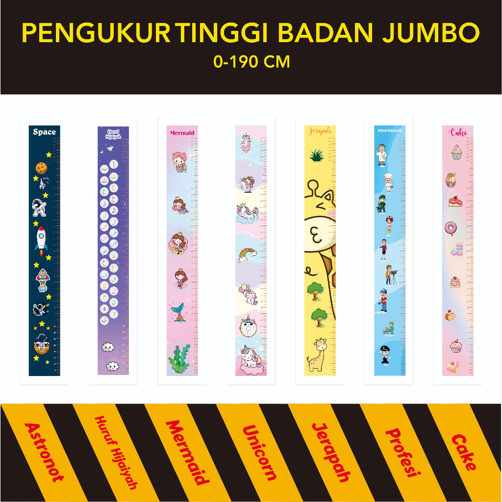 Jual Poster Banner Pengukur Tinggi Badan Anak Tematik Bisa Custom Dan ...