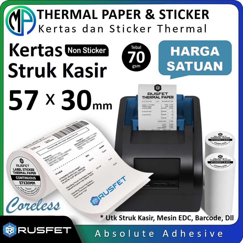 Jual Kertas Printer Thermal 57mm x 30mm / Kertas Termal Struk Kasir ...