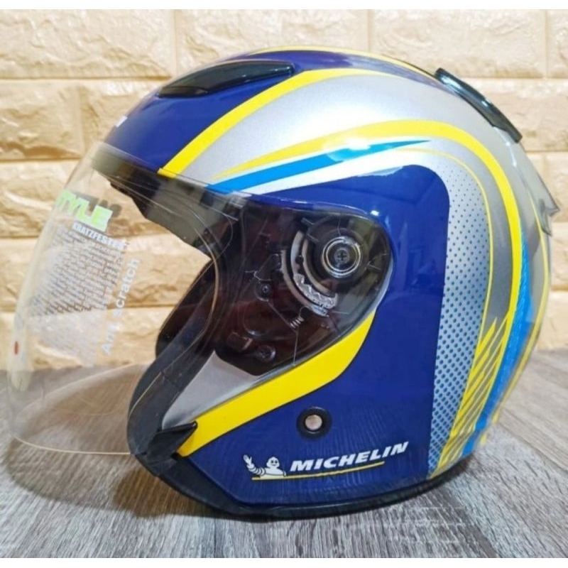 Jual Helm Half Face MICHELIN Blue | Shopee Indonesia