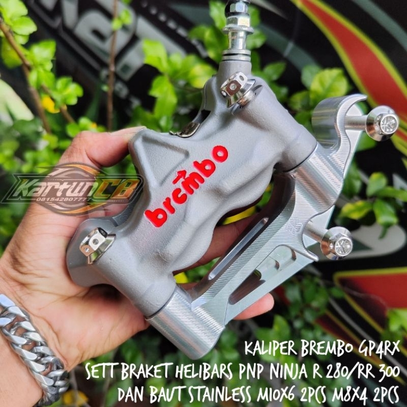 Jual Kaliper brembo gp4rx bisa sett braket CNC helibars pnp ninja R 280 / RR 300 | Shopee Indonesia