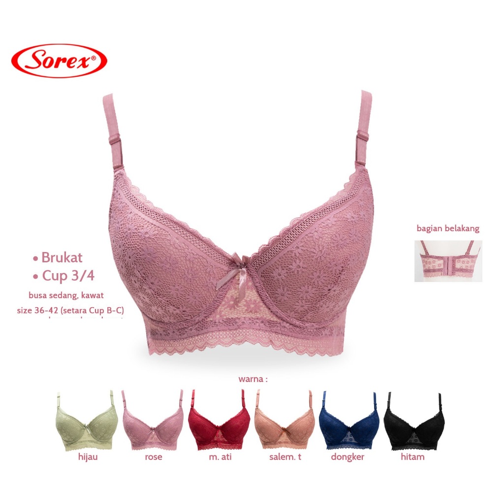 Jual Bra Kawat Brukat Sorex Bh Wanita Full Lace Renda Elegan Lace Cup ...