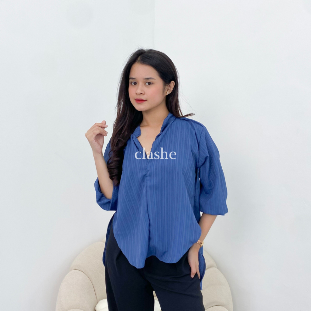 Jual Baju Blouse Wanita Atasan Lengan Panjang Lady Crush Crinkle Anti ...