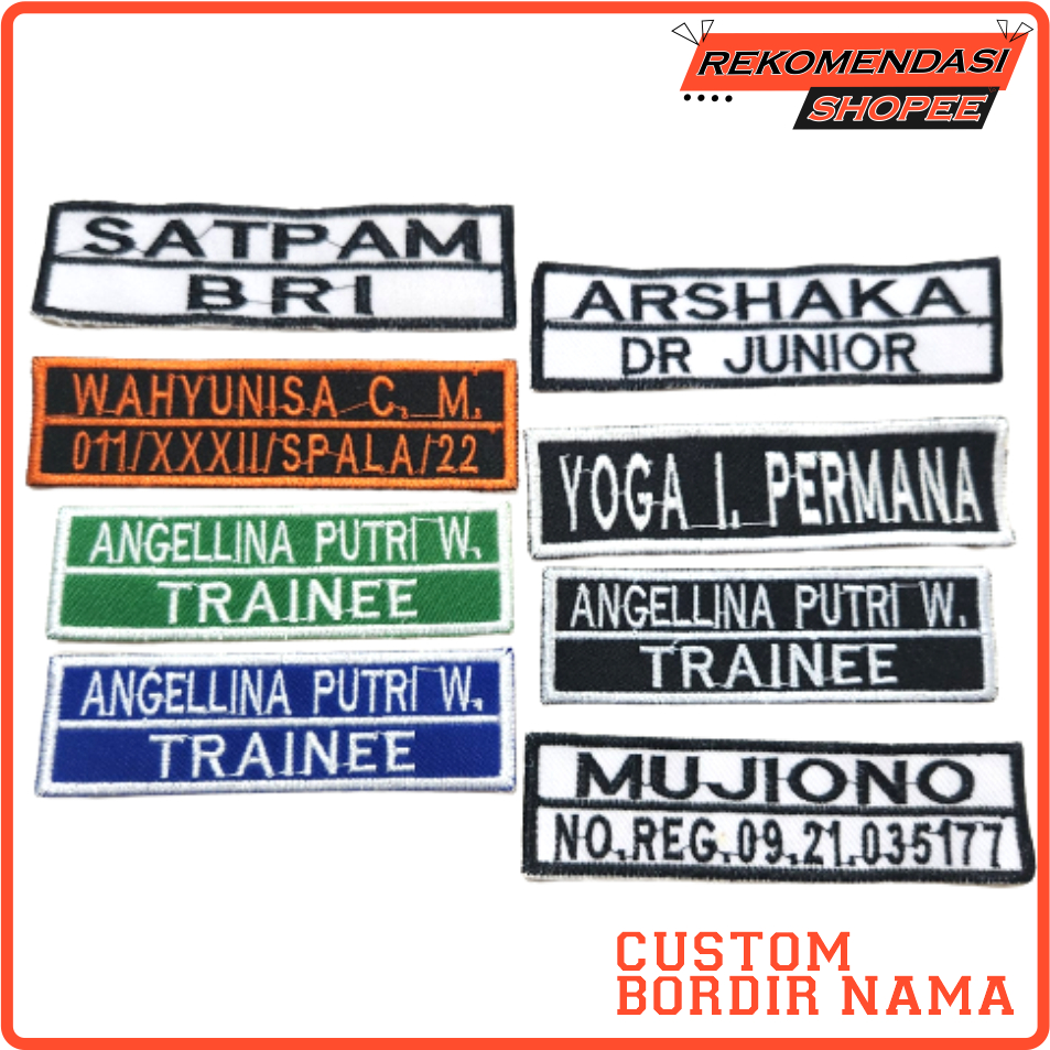 Jual Bordir Nama Dada size 3 x 11cm Bordir Nama Satpam Bordir Nama SPBU ...