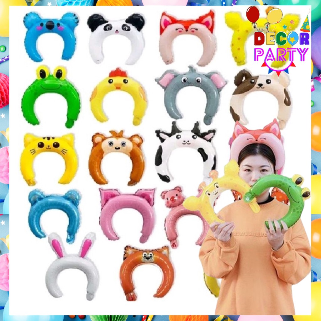 Jual DP Balon Bando Karakter Hewan Balon Foil Bando Kartun Animal Cute ...