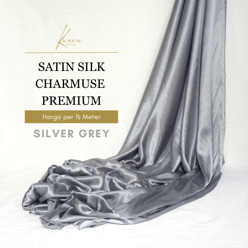 Jual (½ meter) Kain Satin Silk Charmuse Premium Kilap Glossy Kainkini ...