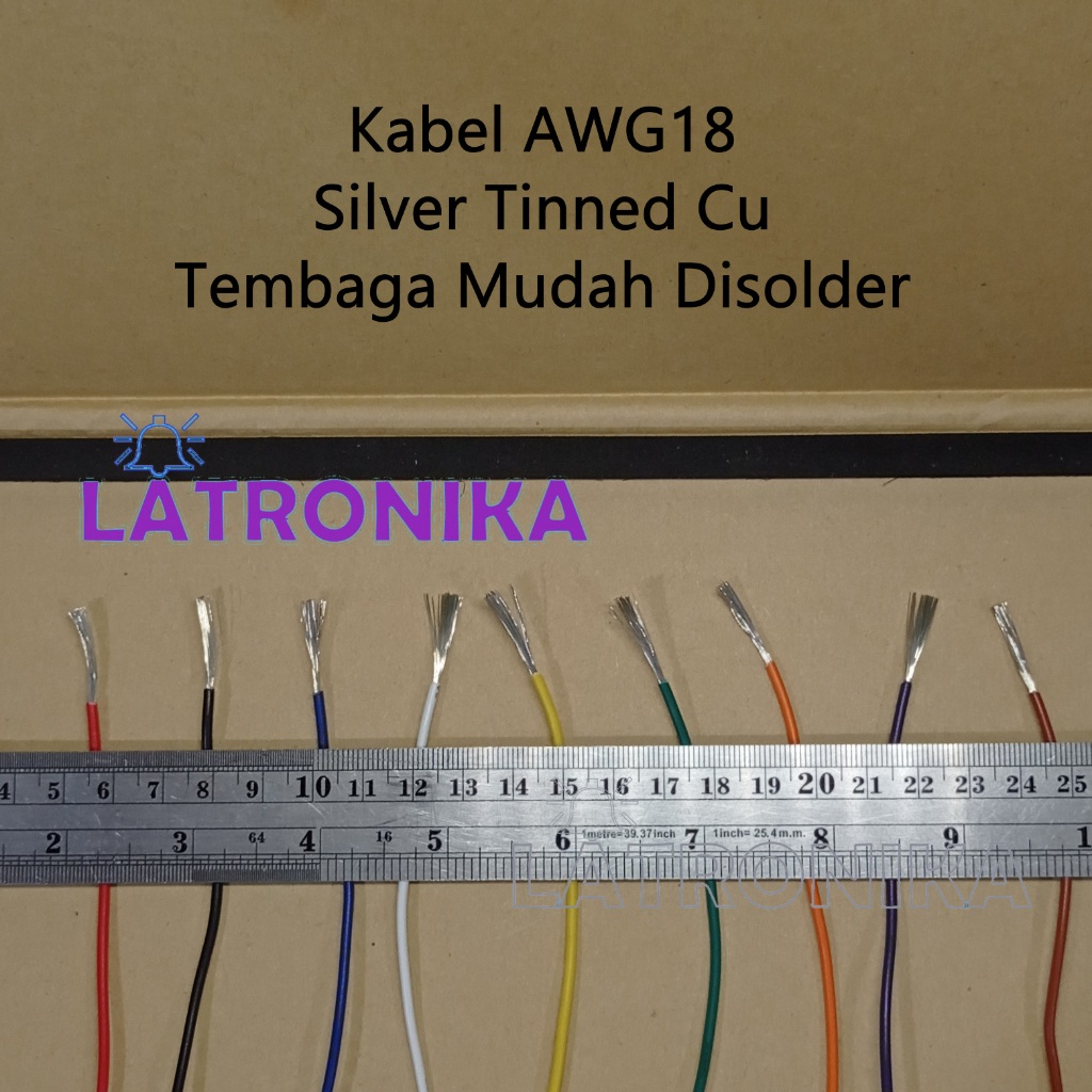 Jual Kabel AWG18 Silver Tinned Cu Tembaga Mudah Disolder Per Meter 18AWG Cable AWG 18 AWG Per M ...