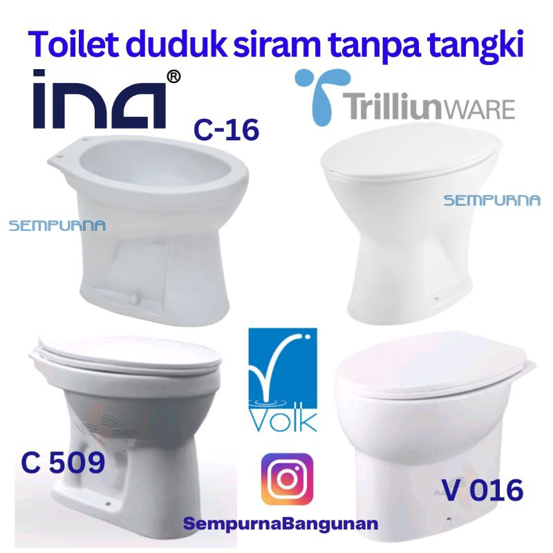 Jual Khusus kirim luar Sby Kloset Closed klosed WC duduk siram INA C16 tanpa tangki tabung putih ...