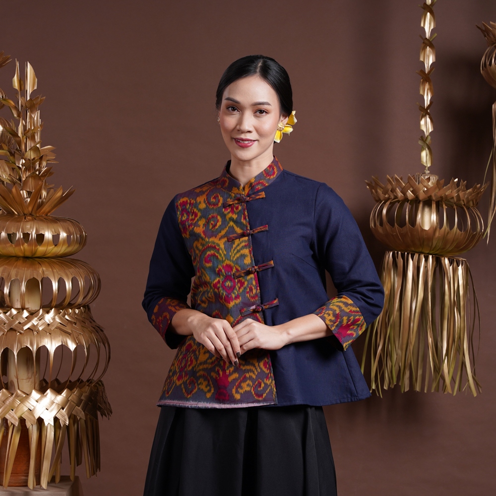 Jual NONA RARA-Vivi Endek Bali T2582,Baju kerja blouse batik wanita ...