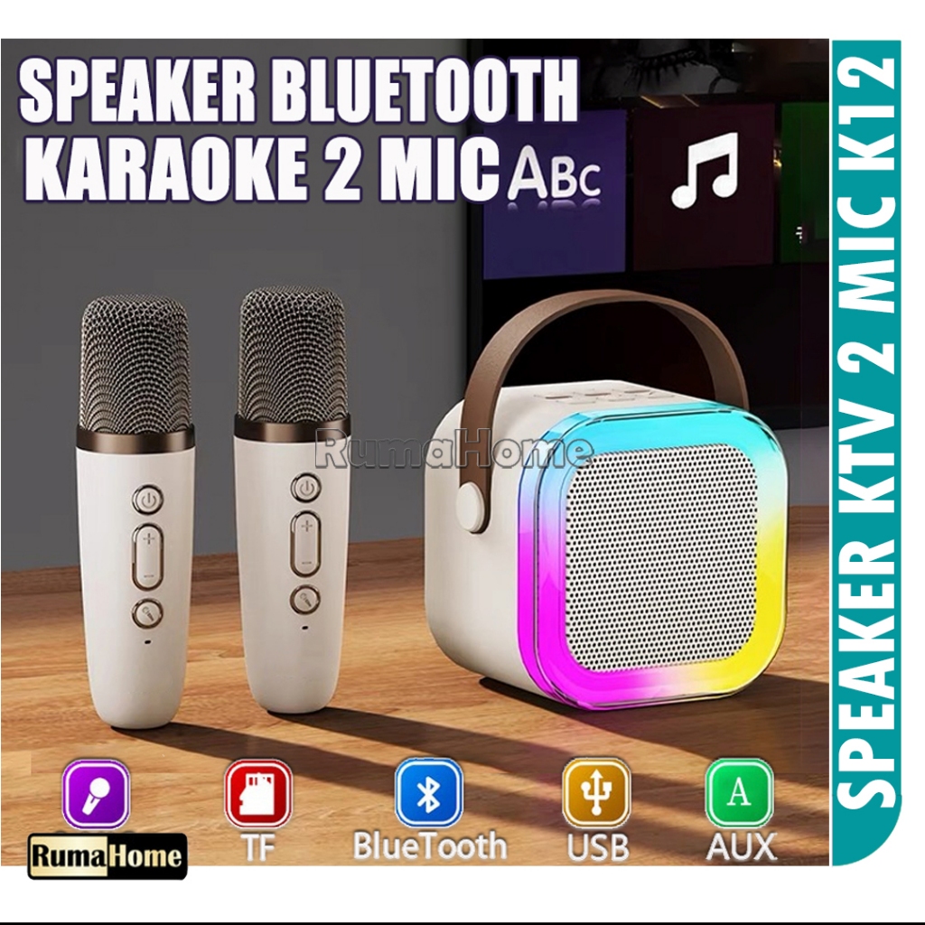 Jual Karaoke Speaker Bluetooth 2 mic 1 set garansi 1 tahun Mini Machine ...