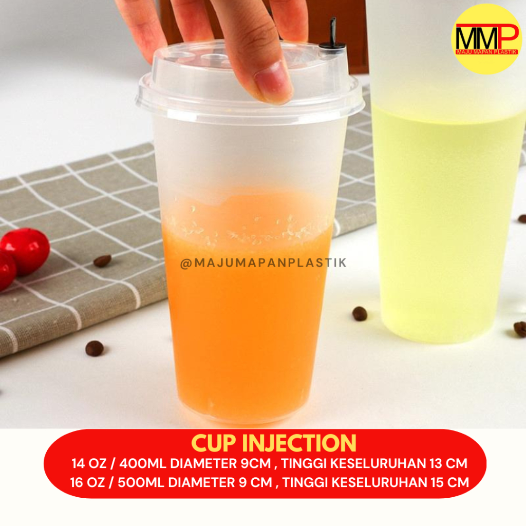 Jual [25 Pcs] Cup Injection Gelas Thinwall Tebal 14 oz 400 ml / 16 oz ...