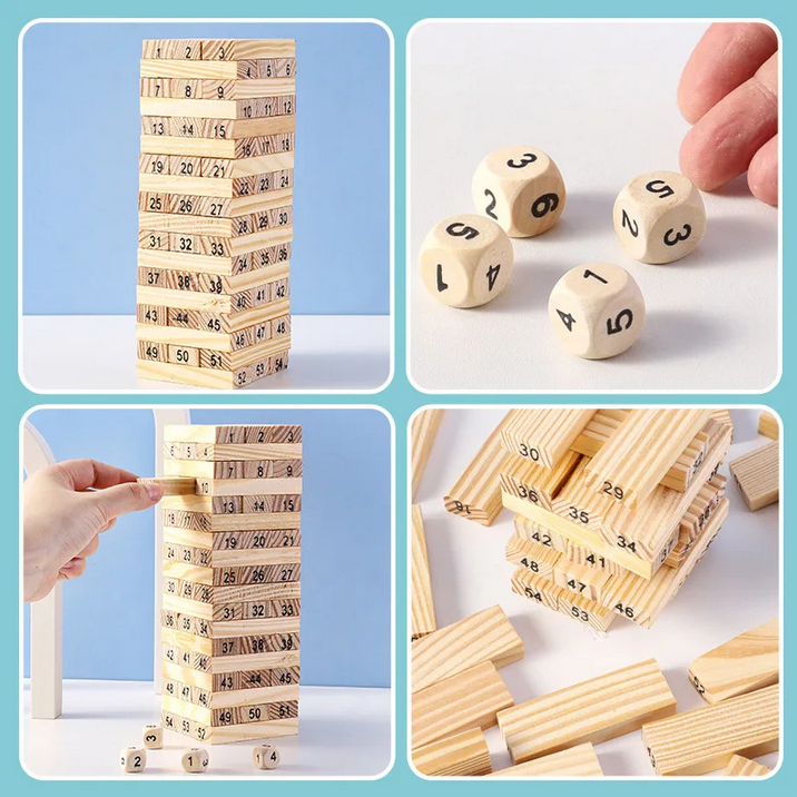 Jual Puzzle Kayu Stako 54 Balok 4 Dadu Toddi Game Edukatif | Shopee ...