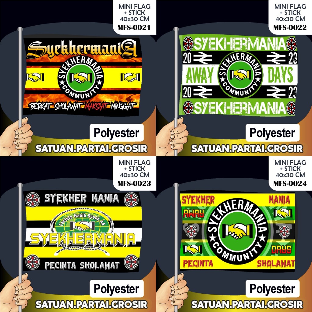 Jual Cetak Bendera Syekhermania Kecil Majelisan FREE Tiang Kode 0021 ...