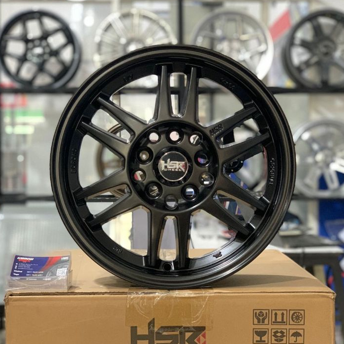 Jual Velg Mobil Racing Lubang 5X100 & 5X114,3 R14 HSR WHEEL Boroko Bly Full Hitam Model Palang ...