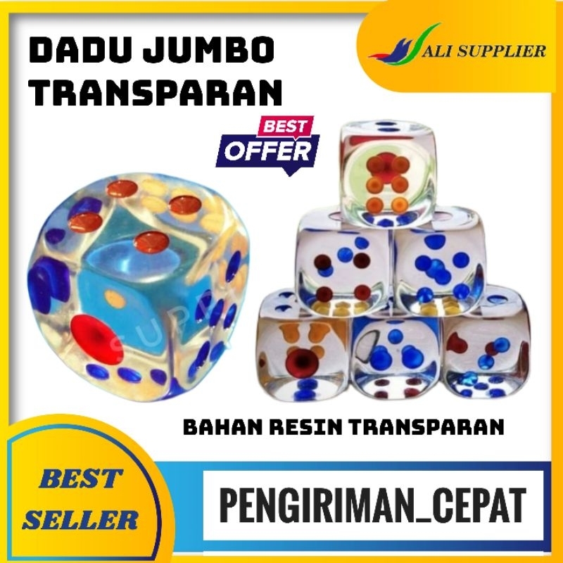 Jual Dadu Jumbo Transparan / Dadu Mainan / Transparent Dice / Toy Dice ...