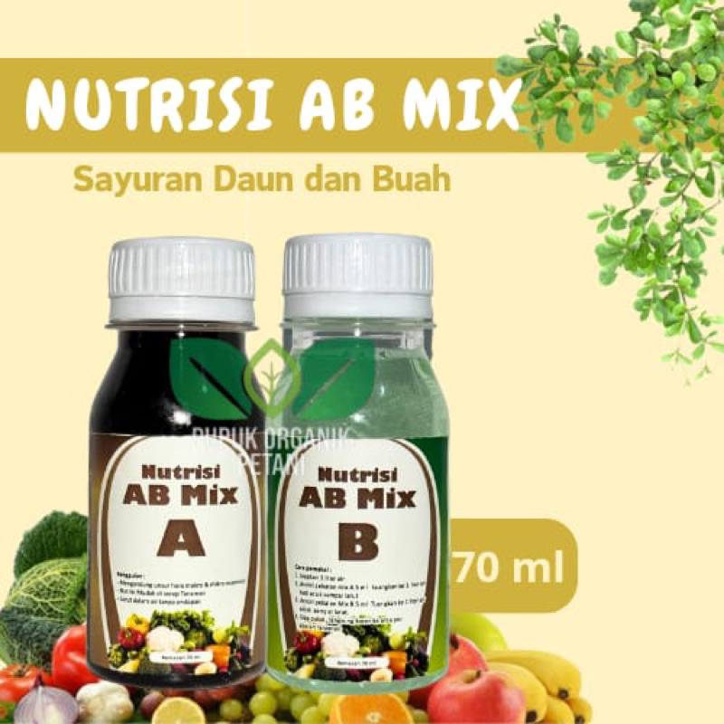 Jual Pupuk Nutrisi AB Mix Sayuran Buah Cabe Bunga Cair Sayuran Daun 70 ...