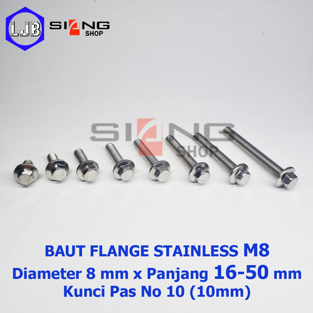 Jual Baut Flange Stainless M8 Panjang 16 sd 50mm | Shopee Indonesia